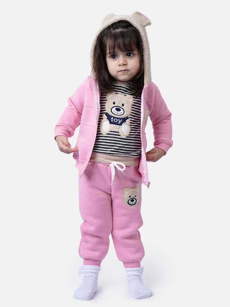 Baby Girl Teddy Tracksuits - 3 Pc Sets | Mommiesnbabies